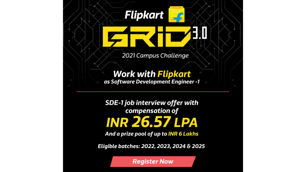 Flipkart GRiD 3.0-Software Development Challenge 2021 | INR 26.57 LPA - Jobs4fresher.com