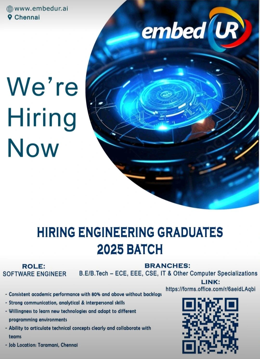 embedUR Systems Hiring Engineering Graduates | 8 Lakhs PA - Apply Now ...